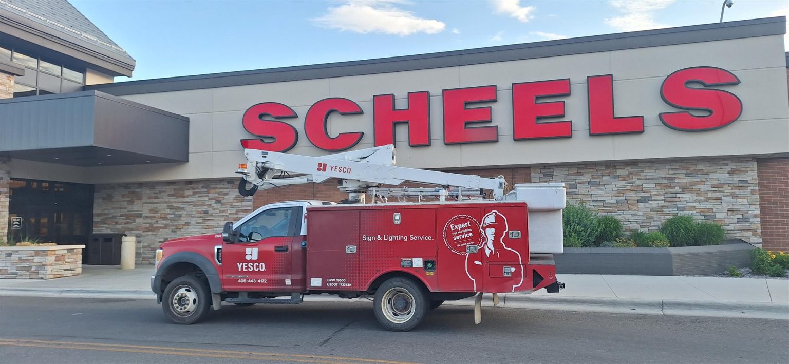 Scheels Channel Letter Repair | YESCO Sign & Lighting Repair Montana