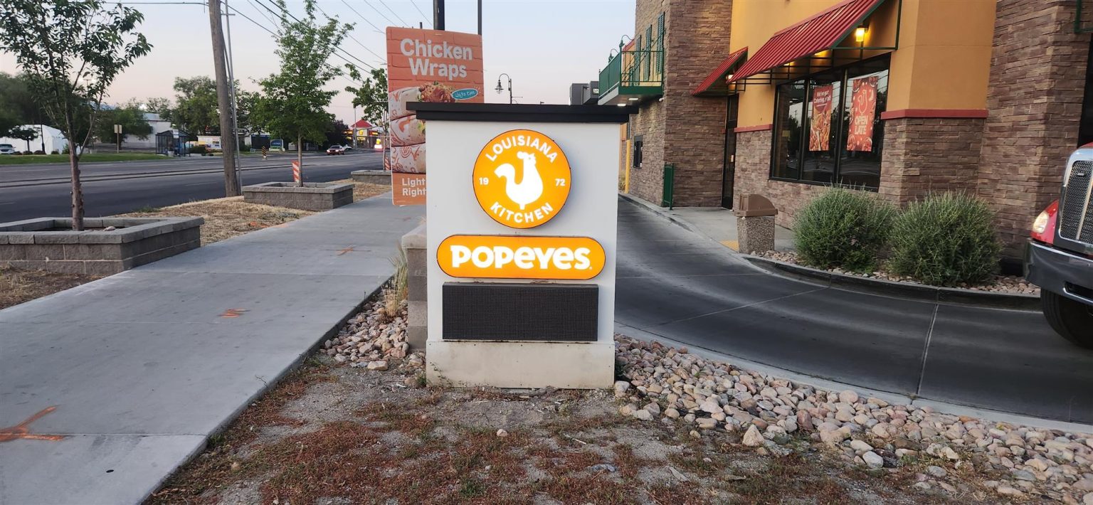 Popeyes Redwood Road Sign Face Replacement | YESCO Sign & Lighting ...