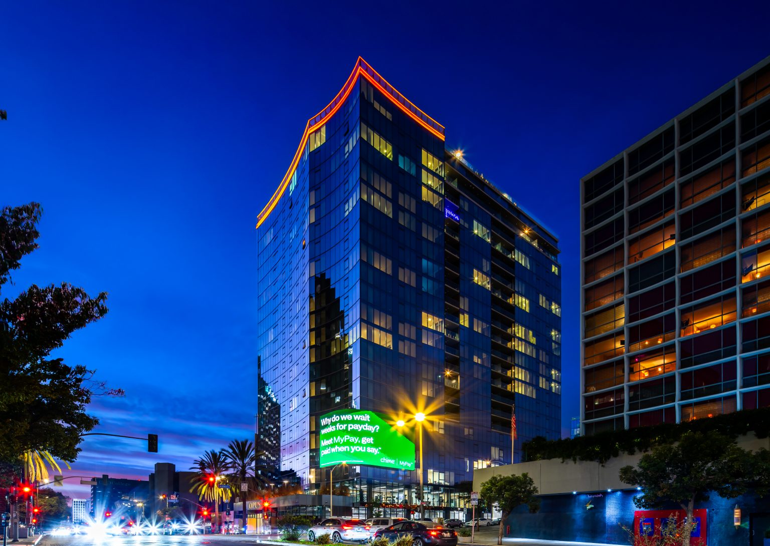 YESCO Completes Lighting Installation at Opus Apartment Tower in Los ...